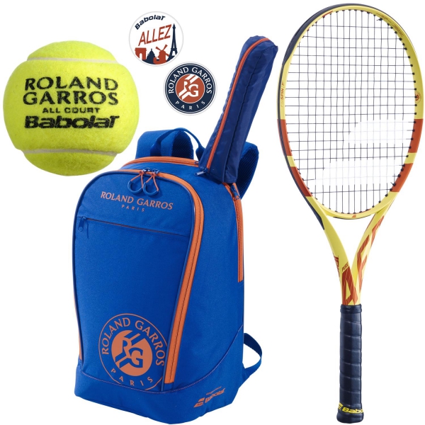 Babolat Roland Garros Pure Aero Racquet Pack w/ Backpack + Dampeners ...