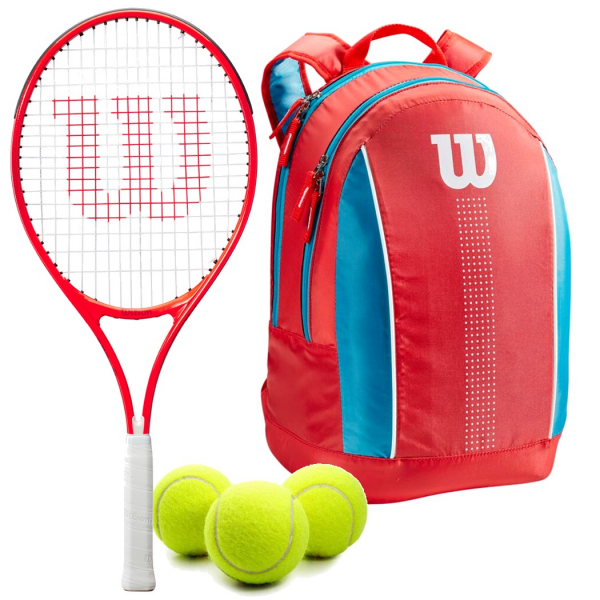 Wilson Roger Federer Junior Tennis Racquet bundled with a Coral/Blue ...