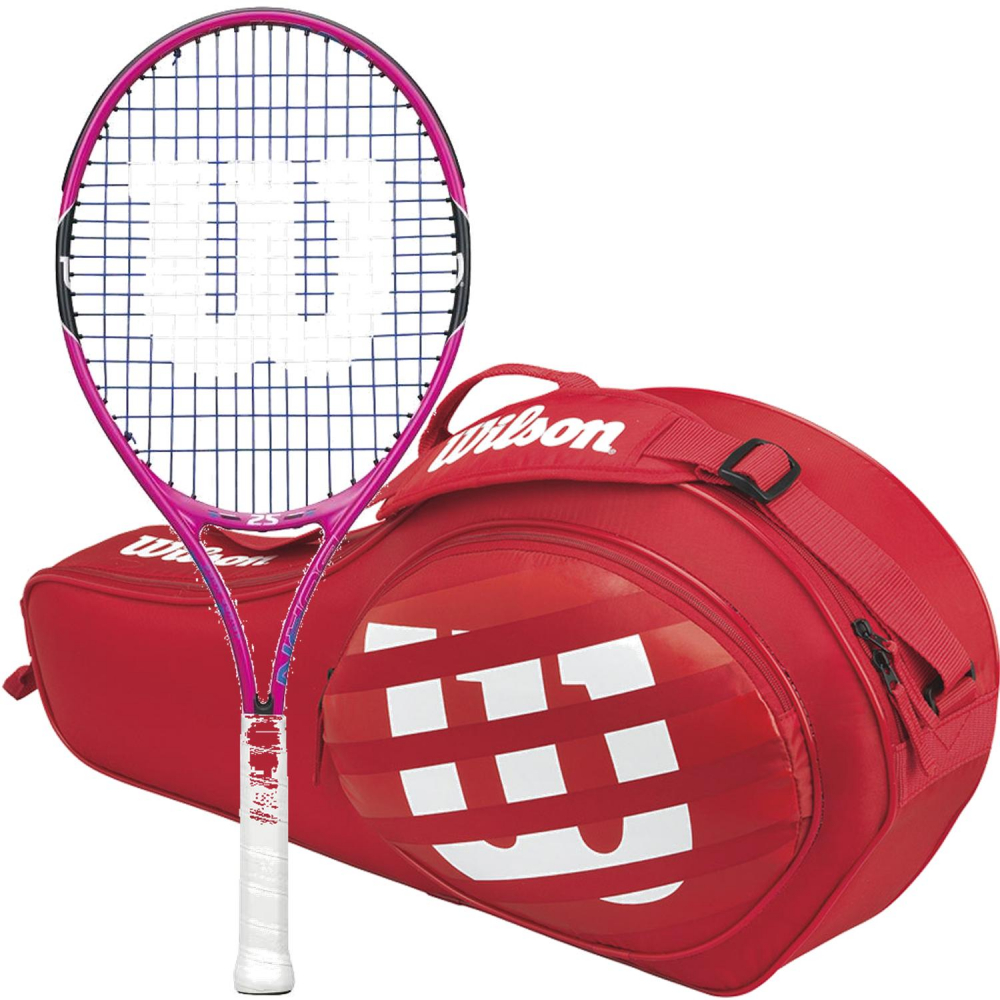 Wilson Burn Pink Junior Tennis Racquet bundled with a Red Match Junior ...