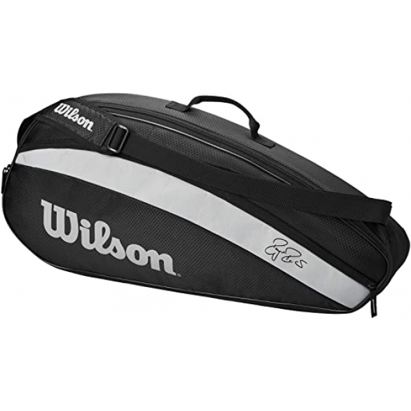 Wilson Federer Team 3 Racquet Tennis Bag (Black)