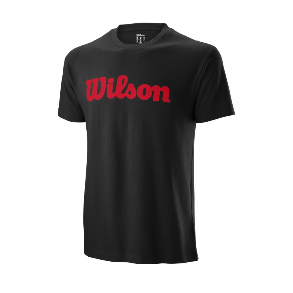 Wilson Men's Script Cotton Tennis Tee (Black/Wilson Red)