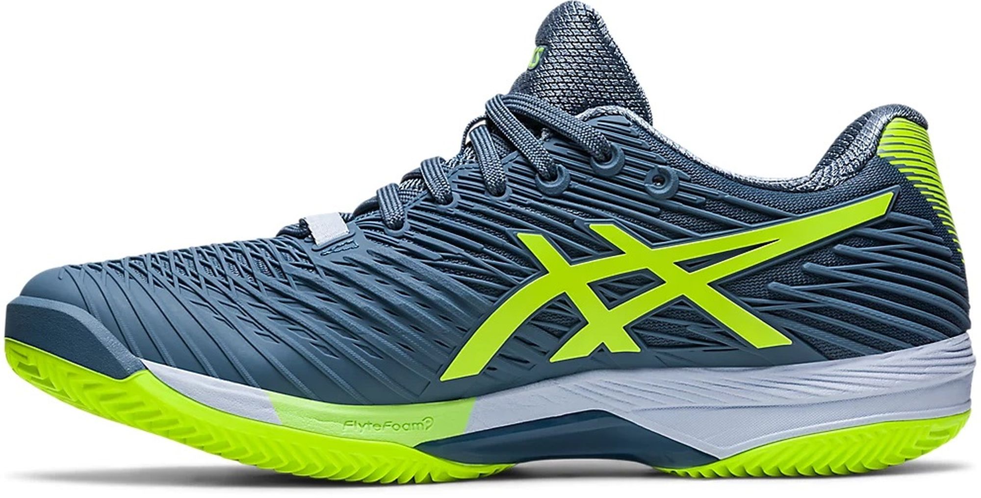 Asics Men's Solution Speed FF 2 Clay Court Tennis Shoes (Steel Blue/Hazard Green)