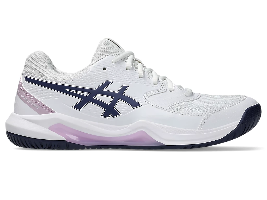 Asics Women's Gel-Dedicate 8 Tennis Shoes (White/Indigo Fog)