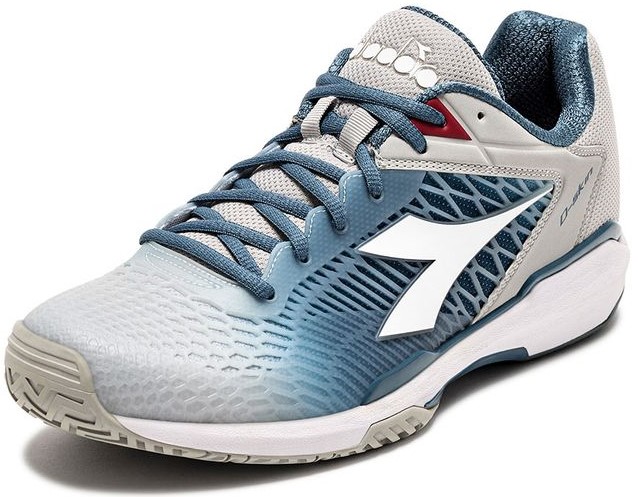 Diadora Men's Speed Competition 7+ All Ground Tennis Shoes (Silver/Oceanview/White)