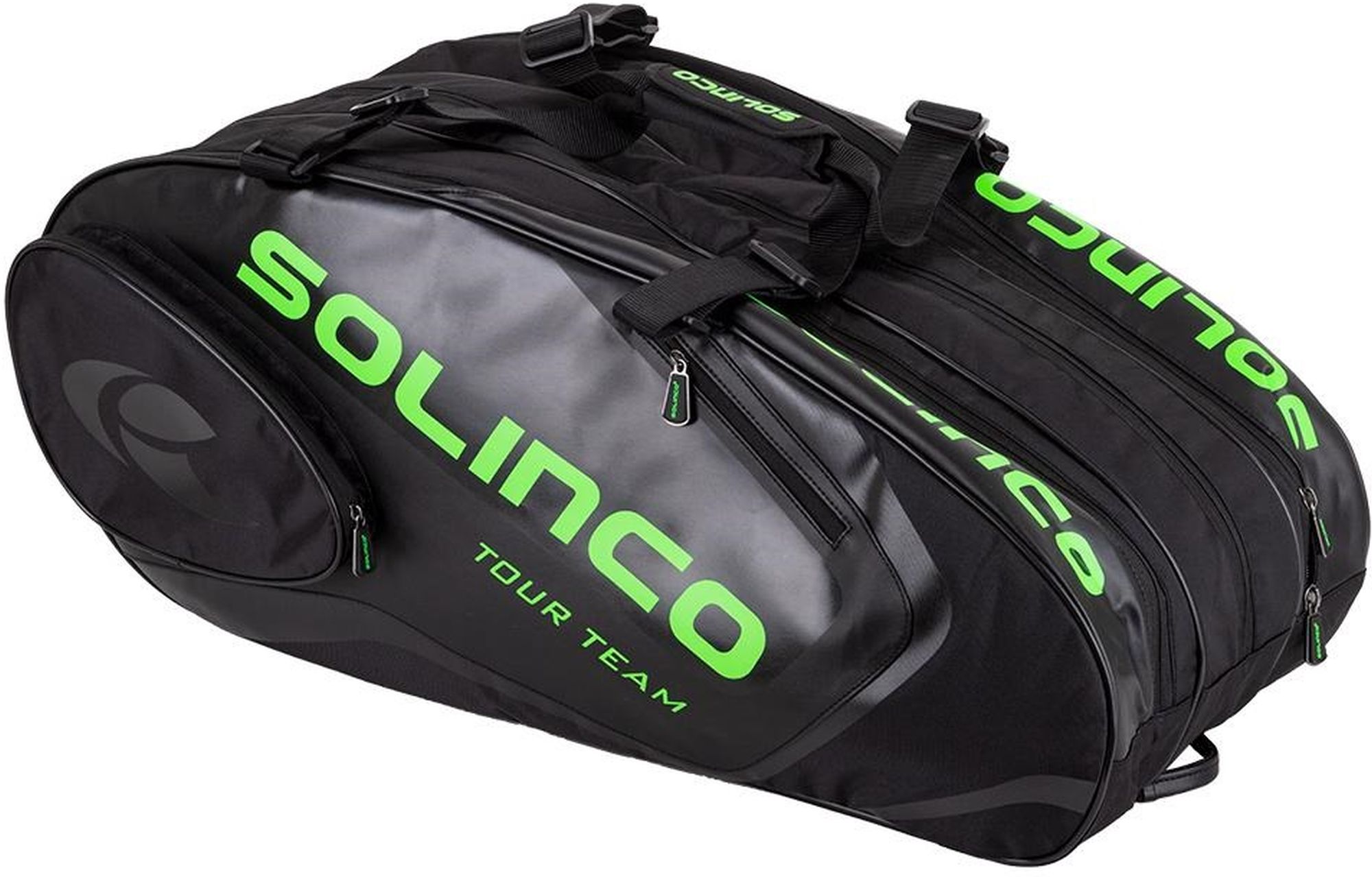Solinco Tour 15 Pack Tennis Racquet Bag (Black/Neon Green)