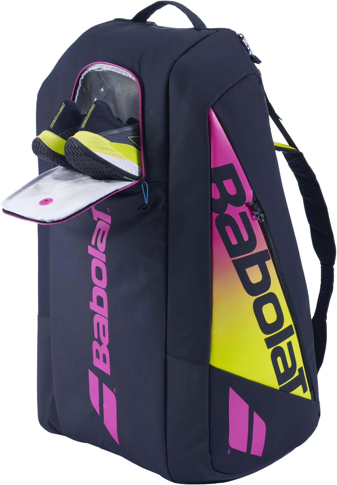 Babolat Pure Aero Rafa Racquet Holder x12 Tennis Bag (Dark Navy/Yellow ...