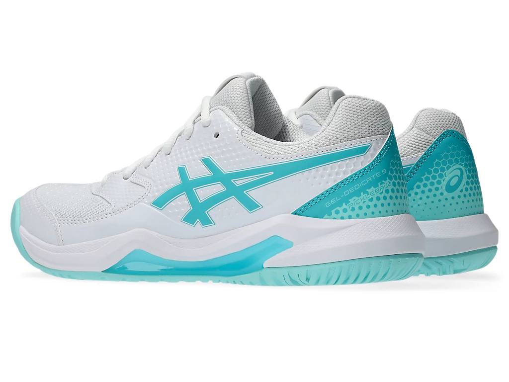 Asics Women's Gel-Dedicate 8 Pickleball Shoes (White/Energy Aqua)