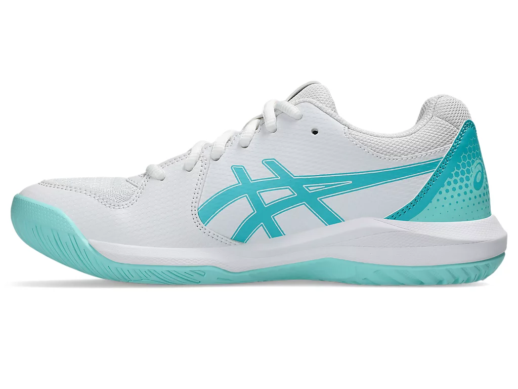 Asics Women's Gel-Dedicate 8 Pickleball Shoes (White/Energy Aqua)