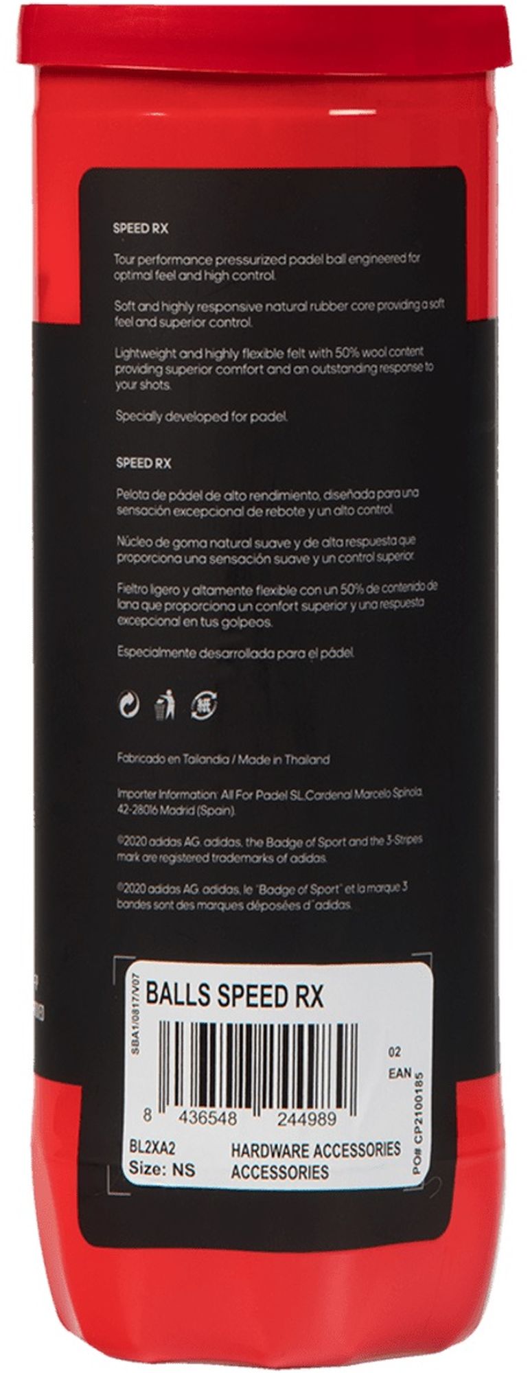 Adidas Speed RX Padel Ball Can 3 Pack (9 Balls)