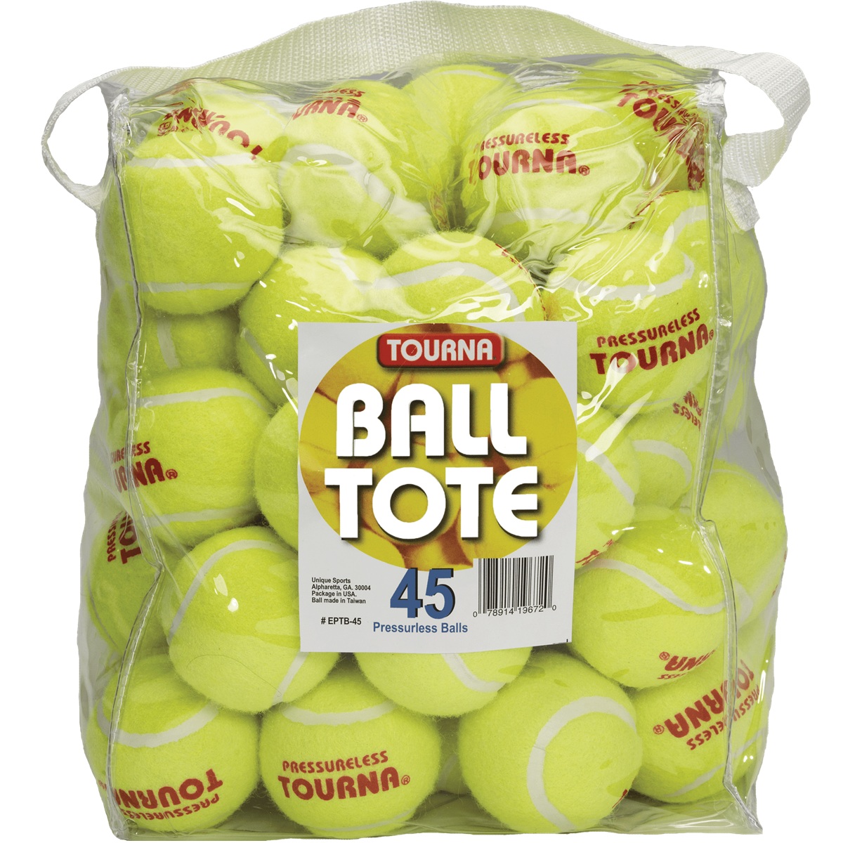 Tourna Practice Pressureless Tennis Balls - Tote Bag (45 Balls)