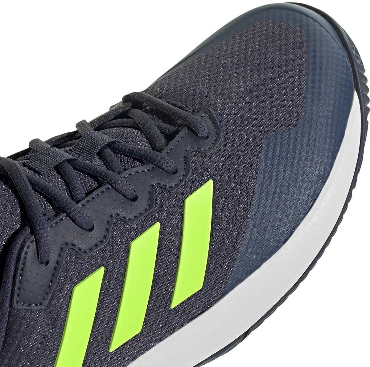 Adidas Men's GameCourt 2 Tennis Shoes (Shadow Navy/Lucid Lemon/Core White)