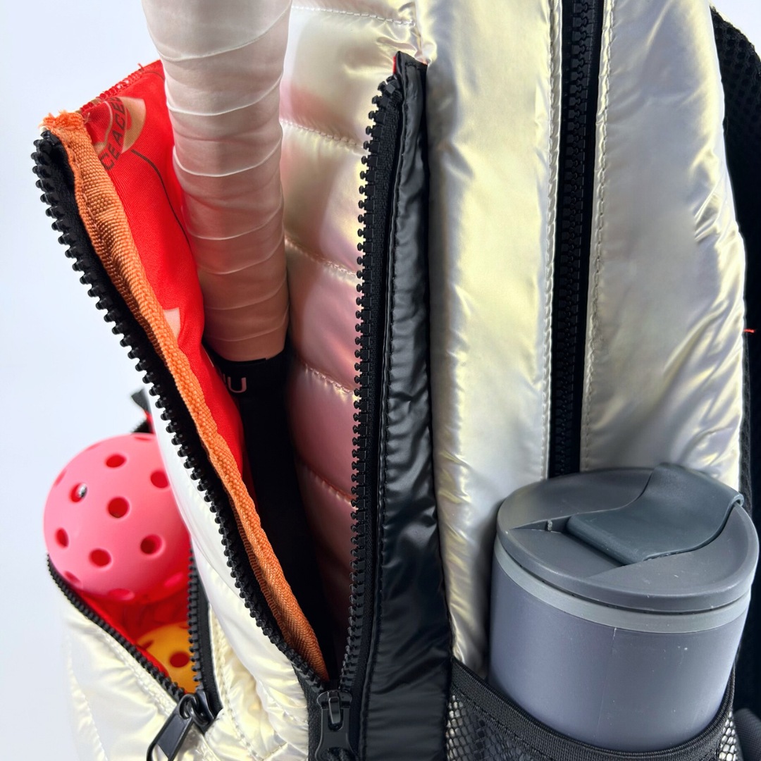 NiceAces Neon Ultra-Lite Tennis & Pickleball Puffer Backpack (Pearlescent)