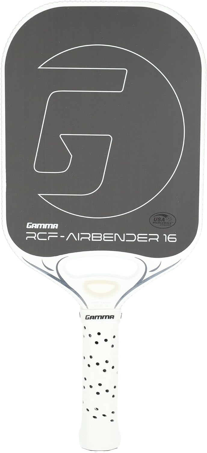 Gamma Raw Carbon Fiber Airbender 16 Pickleball Paddle (White)