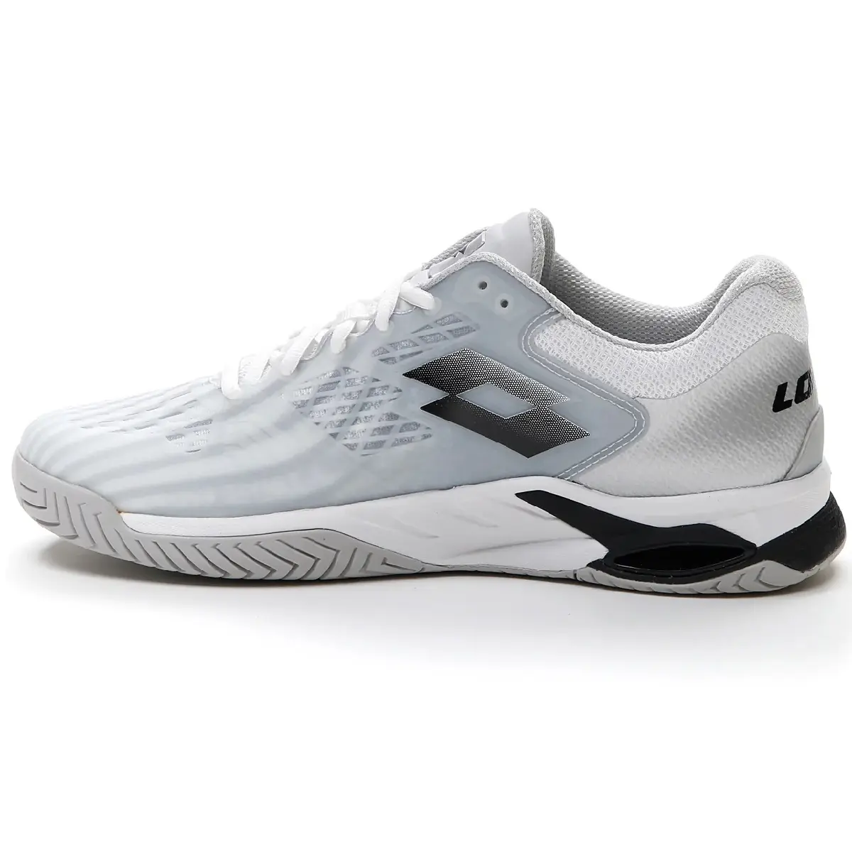 Lotto Men's Mirage 100 Speed Tennis Shoes (White/Black/Metal Silver)